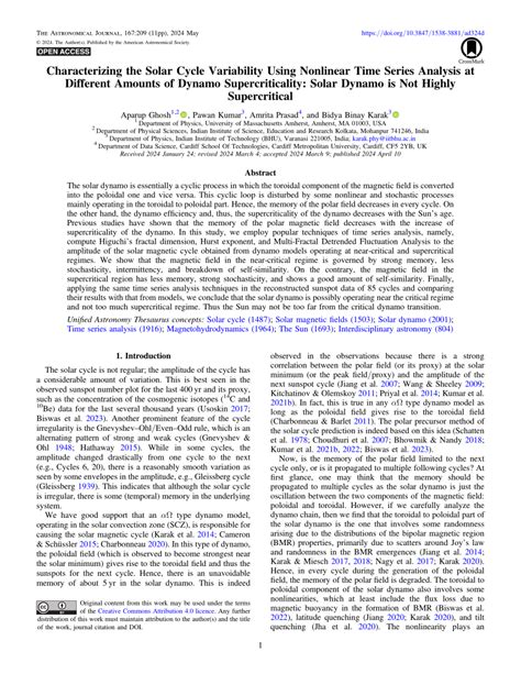 Pdf Characterizing The Solar Cycle Variability Using Nonlinear Time
