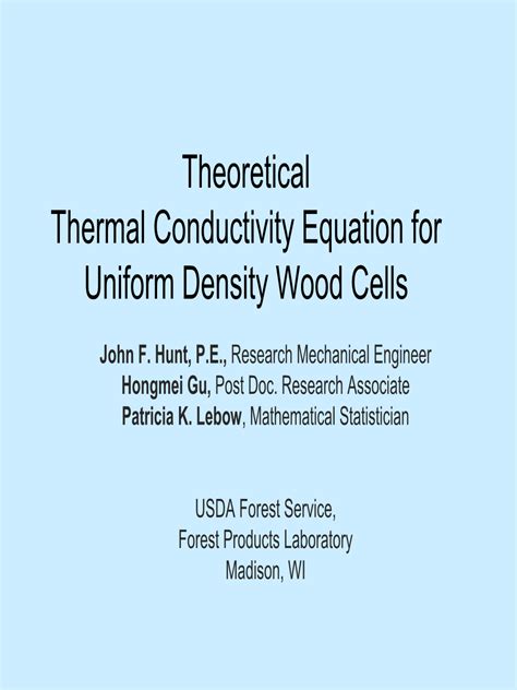 Development Of A Theoretical Thermal Conductivity Equation For Uniform