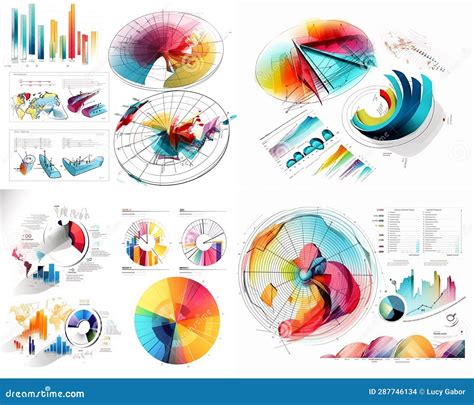 Data Visualization Chart Diagram Colorful Illustration With White Background Stock Illustration