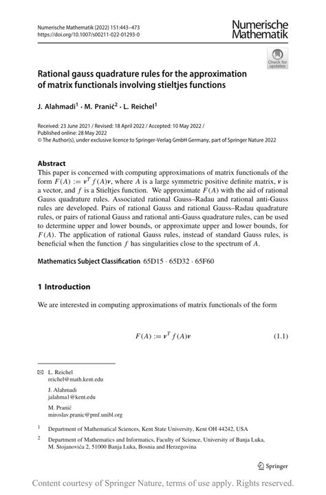 Rational Gauss Quadrature Rules For The Approximation Of Matrix Functionals Involving Stieltjes