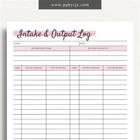 Input And Output Log Printable Template Track Data Usage And Results