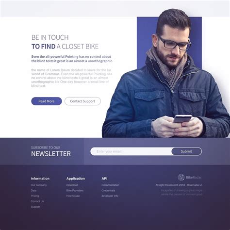 Information Section Newsletter And Footer For An Application Web Design