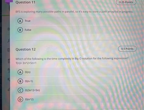 solved question 11 0 25 points bfs is exploring many