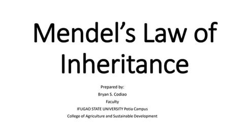 Mendels Law Of Inheritancepowerpoint Presentation Pptx