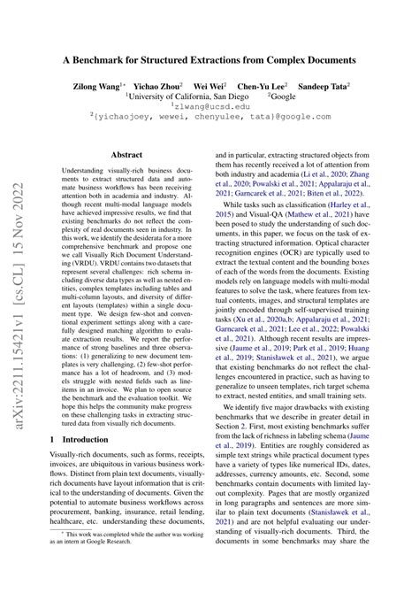 Pdf A Benchmark For Structured Extractions From Complex Documents