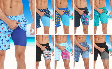 Lrd Mens Swim Trunks With Compression Liner 7 Inch Inseam Quick Dry