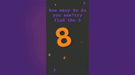 How many 8s do you see? Try find the 5 - YouTube