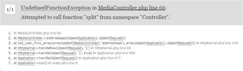 Php Attempted To Call Function Split From Namespace Controller