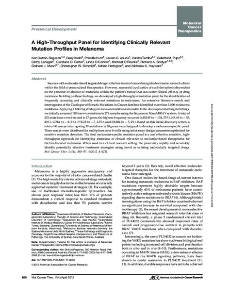pdf a high throughput panel for identifying clinically relevant