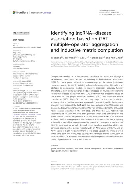 Pdf Identifying Lncrnadisease Association Based On Gat Multiple