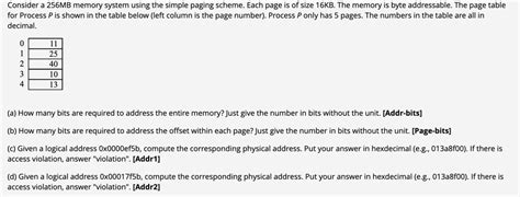 consider a 256mb memory system using the simple paging scheme each
