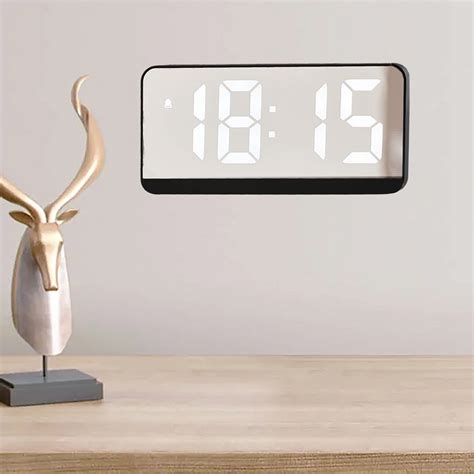 Srstrat Bedside Clock Mirror Clock Multifunction Clock With Temperature