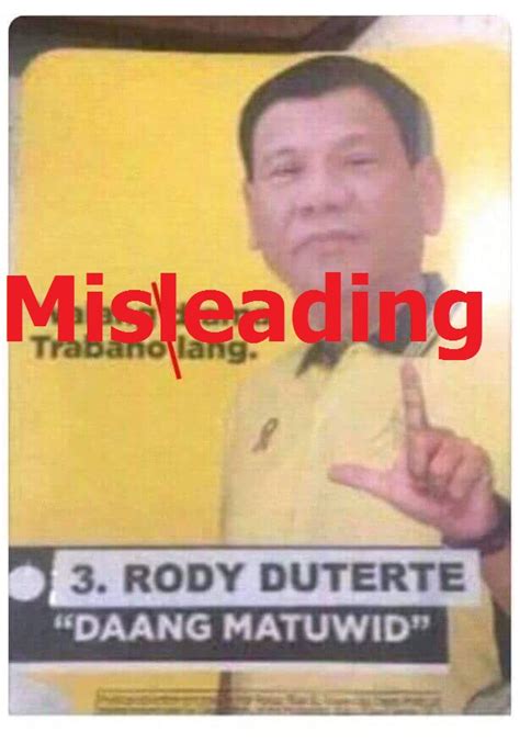 No, a campaign flyer does not show Philippine President Rodrigo Duterte running for a rival ...