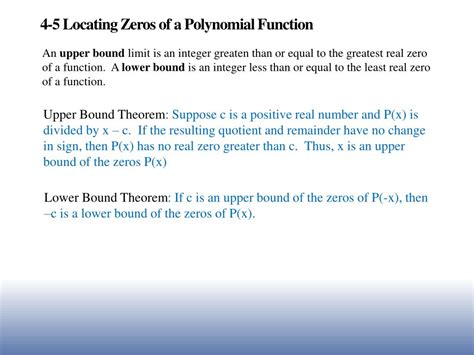 ppt 4 5 locating zeros of a polynomial function powerpoint