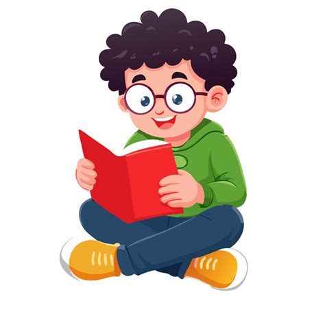 Cute Boy Reading Book Clipart Free Png Svg Vector