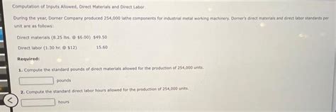 Solved Computation Of Inputs Allowed Direct Materials And