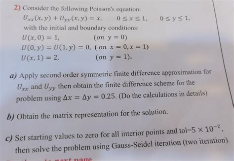 Solved Consider The Following Poisson S Equation Chegg