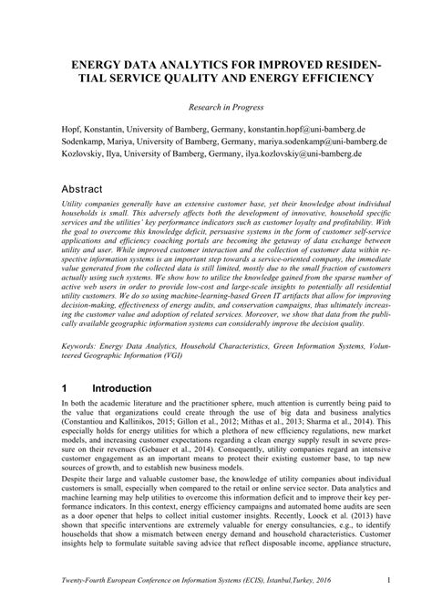 Pdf Energy Data Analytics For Improved Residential Service Quality