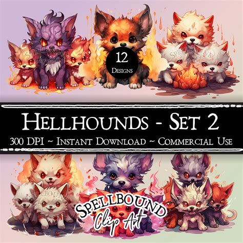 Hellhounds Puppies Digital Clipart Commercial Use Instant Download