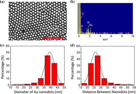 a sem image of the au nanodots gr sio2 si sers substrate scale bar is