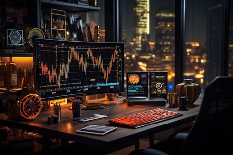 Premium Ai Image Modern Computer Display With Abstract Financial