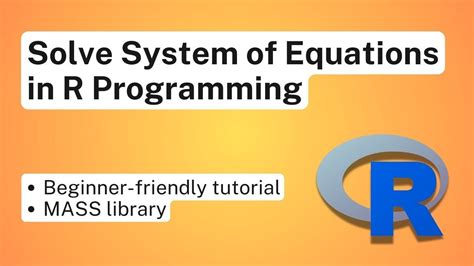 Solve System Of Equations In R Programming Youtube