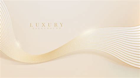 골든 글로우 커브 라인 배경 럭셔리 라이트 브라운 컨셉 소중하고 비싼 느낌 배경 현대 템플릿 디자인에 대한 벡터에서 그림 3차원 형태에 대한 스톡 벡터 아트 및 기타 이미지