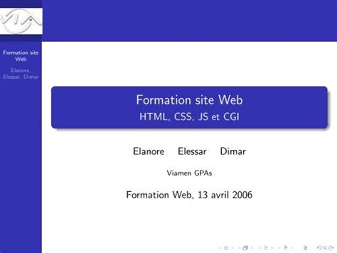 Formation Site Web Html Css Js Et Cgi