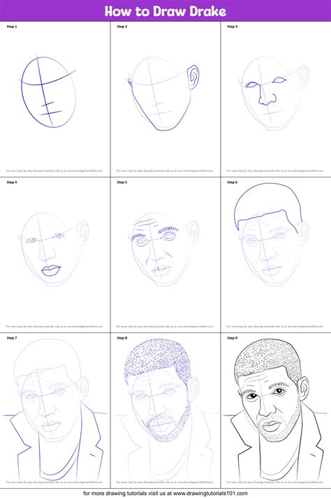 How To Draw Drake Rappers Step By Step Drawingtutorials Com