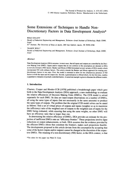 pdf some extensions of techniques to handle non discretionary factors