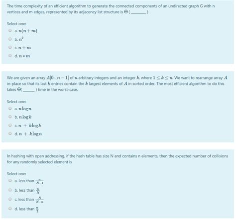 Solved The Time Complexity Of An Efficient Algorithm To Chegg