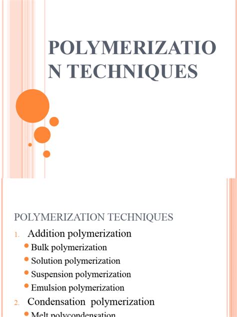 polymerization techniques pdf polymerization polymers