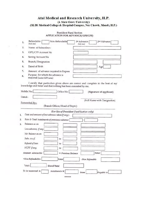 Advance Gpf Cpf Form Amru Pdf
