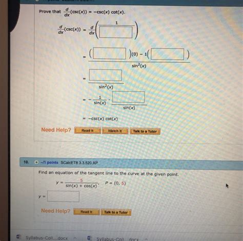solved d csc x csc x cot x dx prove that 1 d csc x chegg
