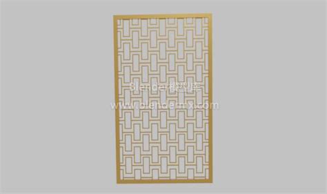 Blender 金色矩形隔断屏风3d模型素材资源下载 Blender模型库