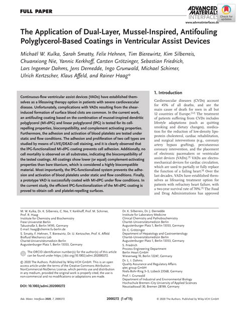Pdf The Application Of Dual‐layer Mussel‐inspired Antifouling Polyglycerol‐based Coatings In
