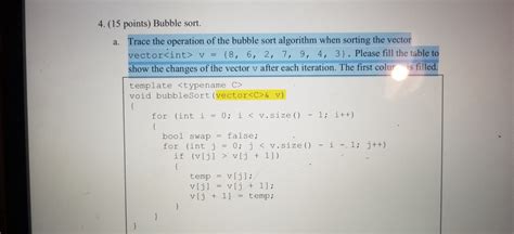 Solved Points Bubble Sort Trace The Operation Of Chegg