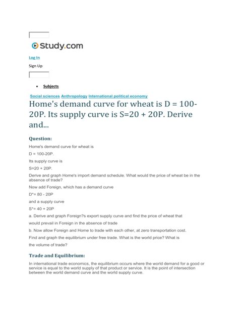 International Trade Importexport Demand And Equilibrium