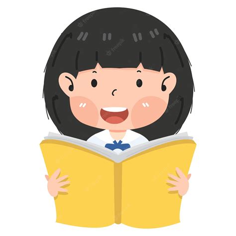 Симпатичные маленькие девочки студентки читают книгу Премиум векторы