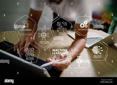 Machine Learning Technology Diagram With Artificial Intelligence Ai Neural Network Automation