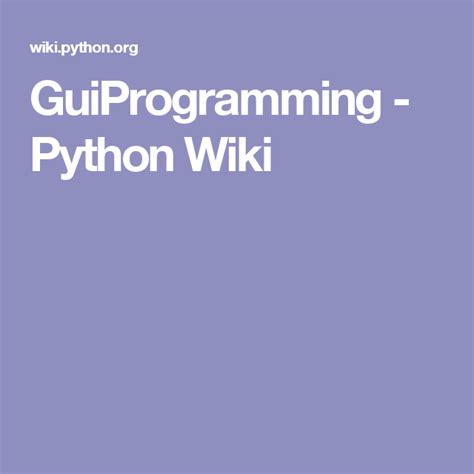 Guiprogramming Python Wiki