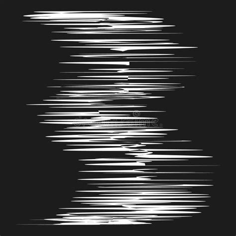 Distorted Line Pattern Abstract Vector Shape Black White Streaks Dynamic Striped Effect Stock