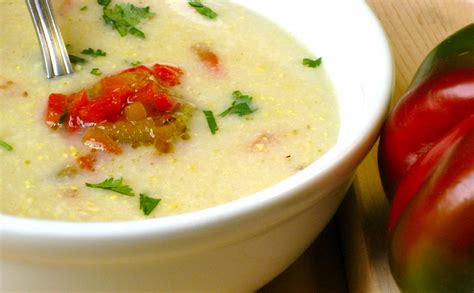 Creamy Corn Soup With Roasted Red Peppers Andrea Beaman