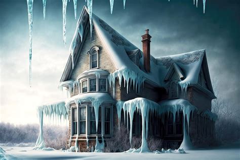 Premium Photo Large House And Hanging Icicle On House Covering
