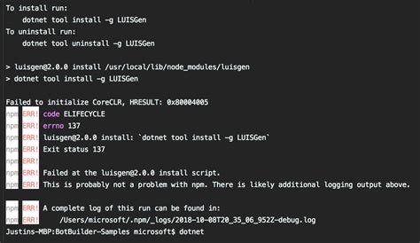Luisgen Fails To Install On Mac · Issue 643 · Microsoftbotbuilder
