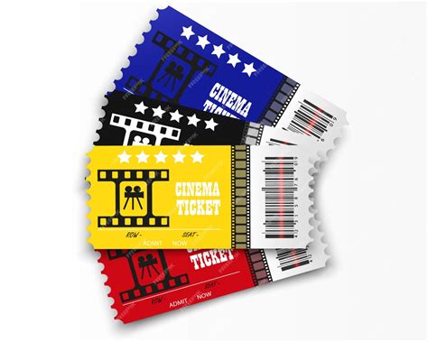 билеты в кино на прозрачном фоне Реалистичный билет в кино Премиум векторы