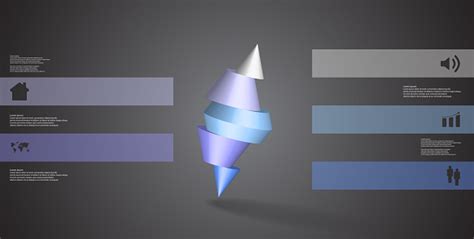 3d 그림의 모티브로 Infographic 템플릿 아군된 콘 5 컬러 부분을 슬라이스 하 고 비스듬히 배열 간단한 로그인 텍스트 색상 배너에 있다입니다 배경은 어두운 회색