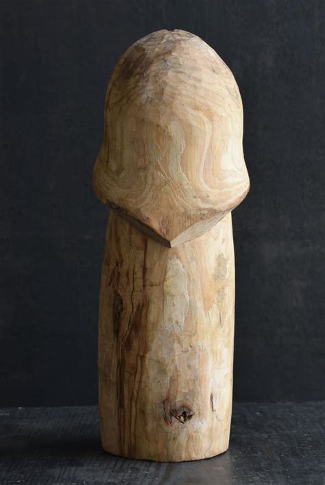 Japanese Old Penis Shaped Wooden Figurineamulet Of Prosperity Of
