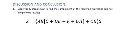 solved apply de morgan s law to find the complement of the