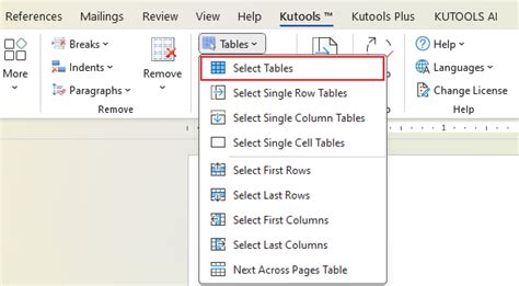 Quickly Select All Tables In A Word Document